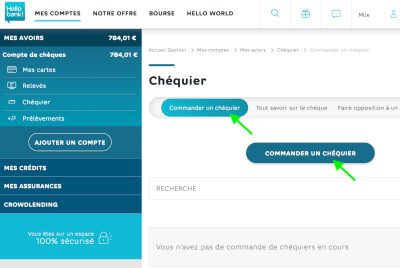 Comment commander un chéquier Hello bank! ? – 01 banque en ligne